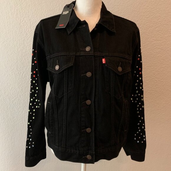 Levi's | Jackets & Coats | Nwt Sz Md Levis Exboyfriend Trucker Black ...